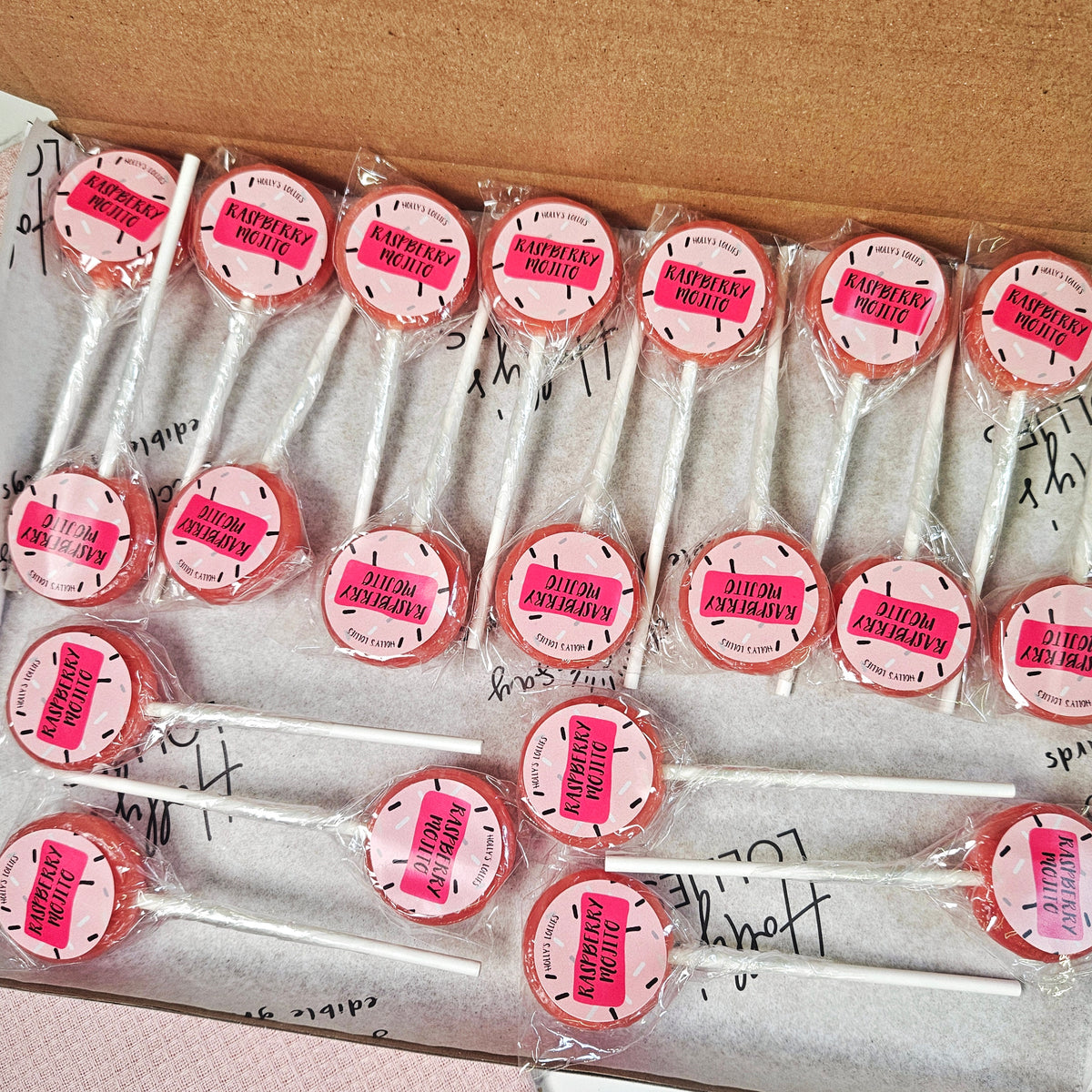 20 Pack Raspberry Mojito Small Lollipops – Hollyslollies